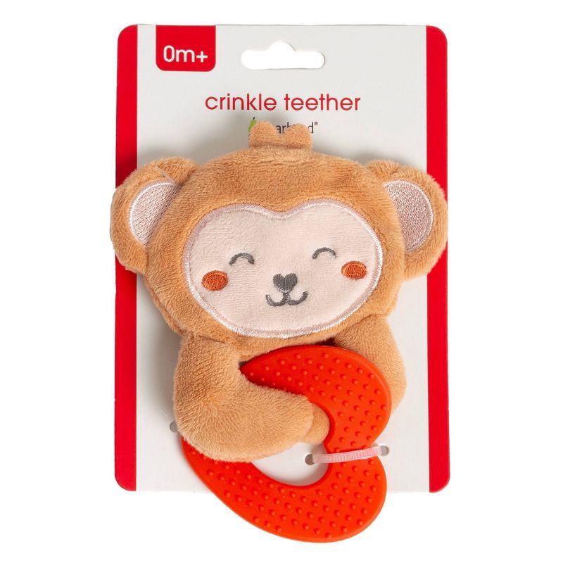 Pearhead Valentine Monkey Crinkle Teether 1 ct | shipt