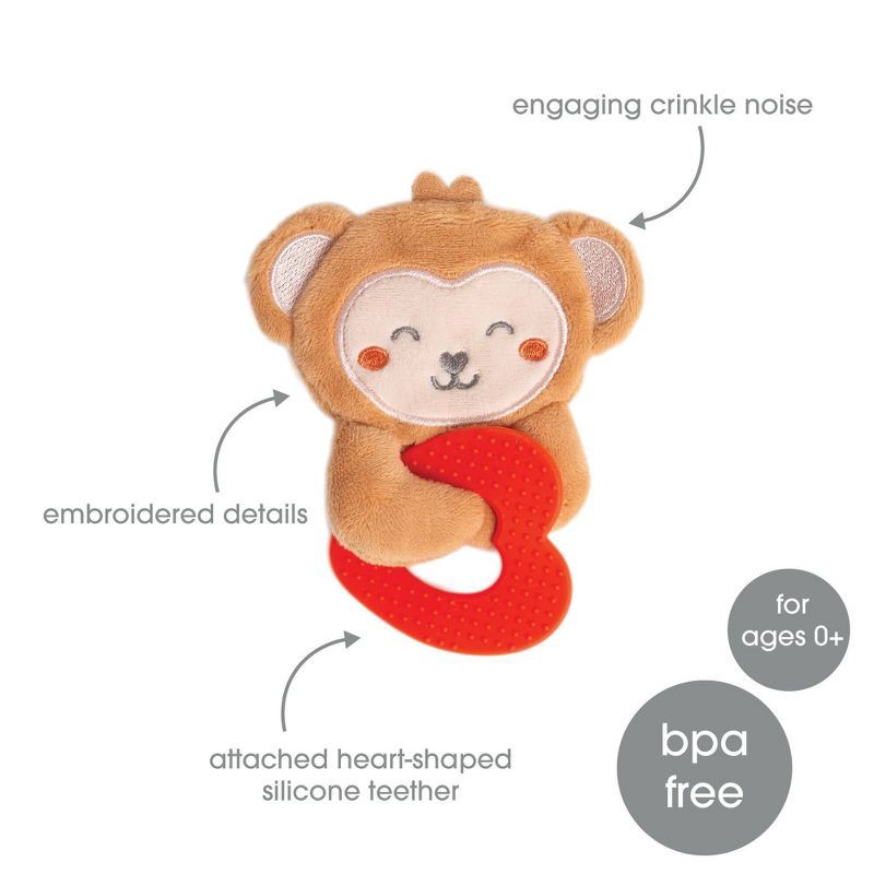 Pearhead Valentine Monkey Crinkle Teether 1 ct | shipt