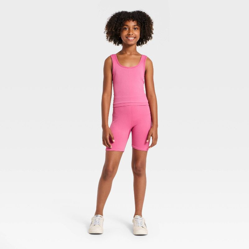 Girls' Seamless Bike Shorts - All In Motion™ Dark Pink XS 1 ct | shipt
