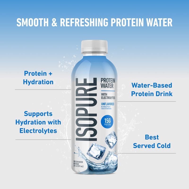 Isopure Ready to Drink Unflavored 15g Clear Protein Water with ...