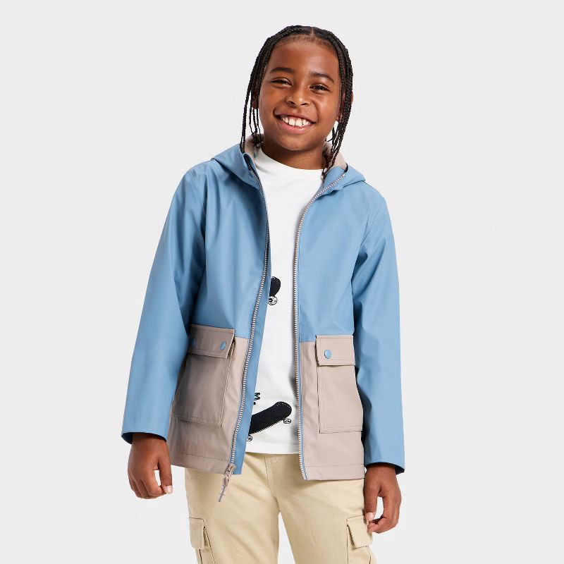 Boys' Colorblock Rain Jacket - Cat & Jack™ Blue M 1 ct | shipt
