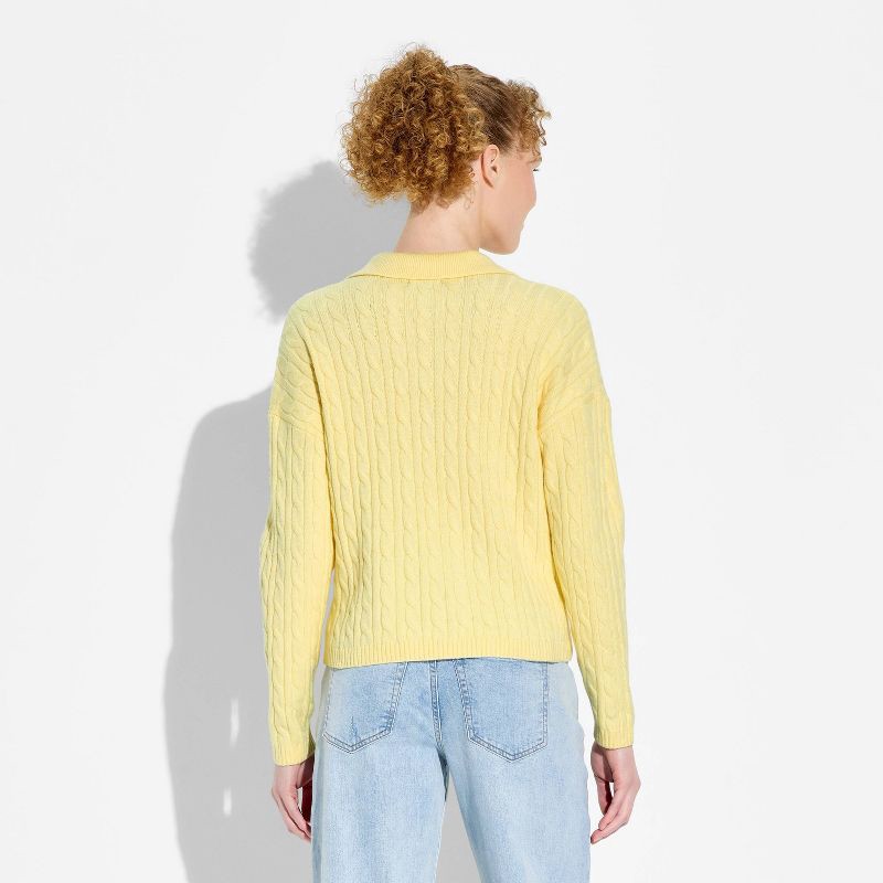 Women's Polo Collar Pullover Sweater - Wild Fable™ Yellow XL 1 ct | shipt