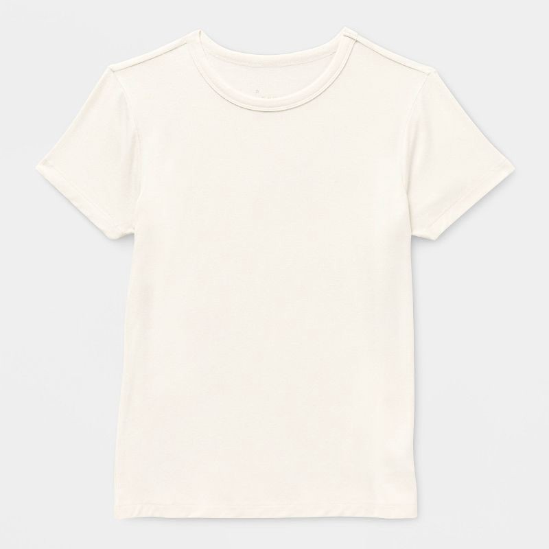 Women's Short Sleeve Fitted Jersey T-Shirt - A New Day™ Cream S 1 ct ...