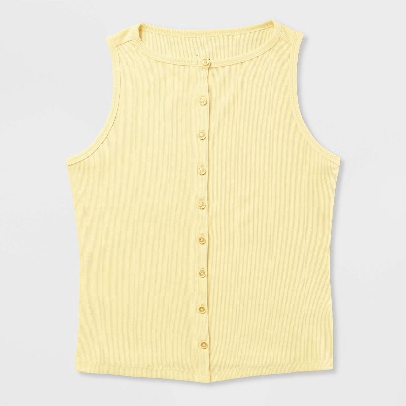 Women's Slim Fit Modern Ribbed Button-Front Tank Top - A New Day ...