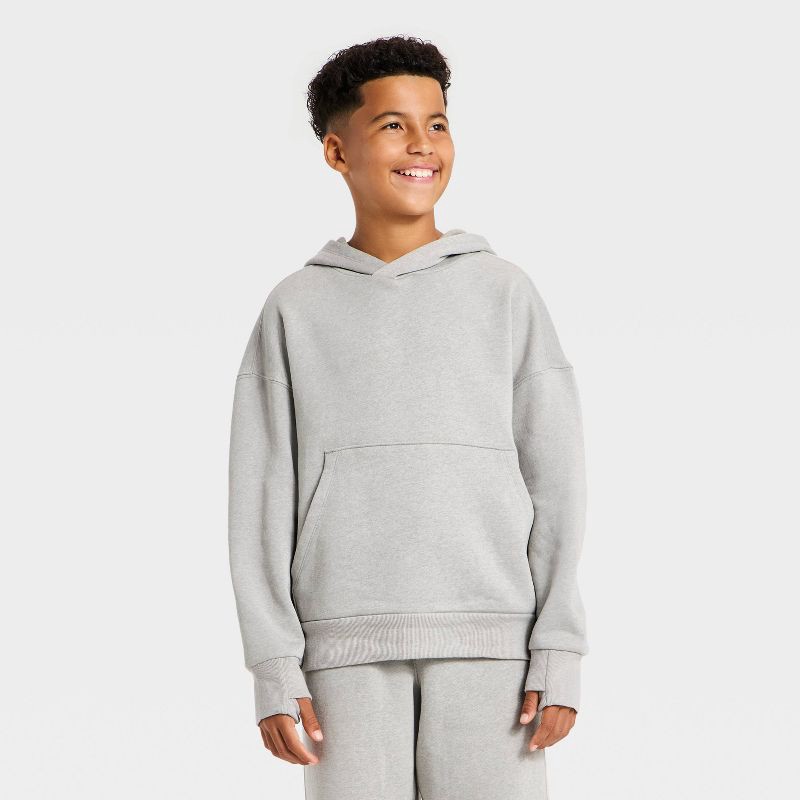Boys' Fleece Hoodie Sweatshirt - art class™ Light Gray L 1 ct | shipt