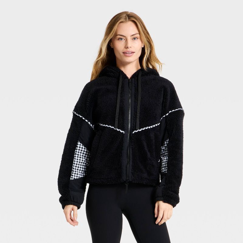 Women's High-Pile Fleece Bomber Jacket - JoyLab™ Black L 1 ct | shipt