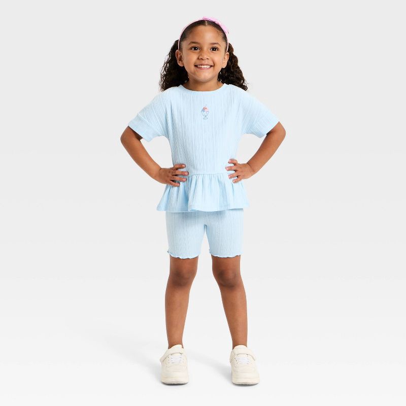 Toddler Girls' Ribbed Bike Shorts - Cat & Jack™ Light Blue 2T 1 ct | shipt