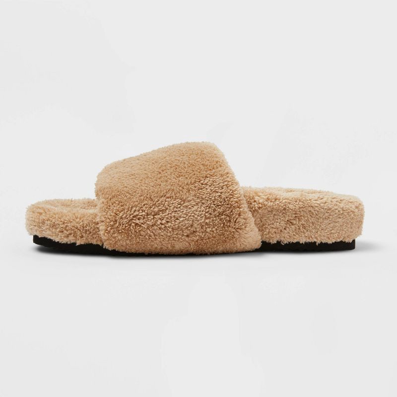Women's Kara Faux Fur Slide Slippers - Wild Fable™ Tan 9 1 ct | shipt