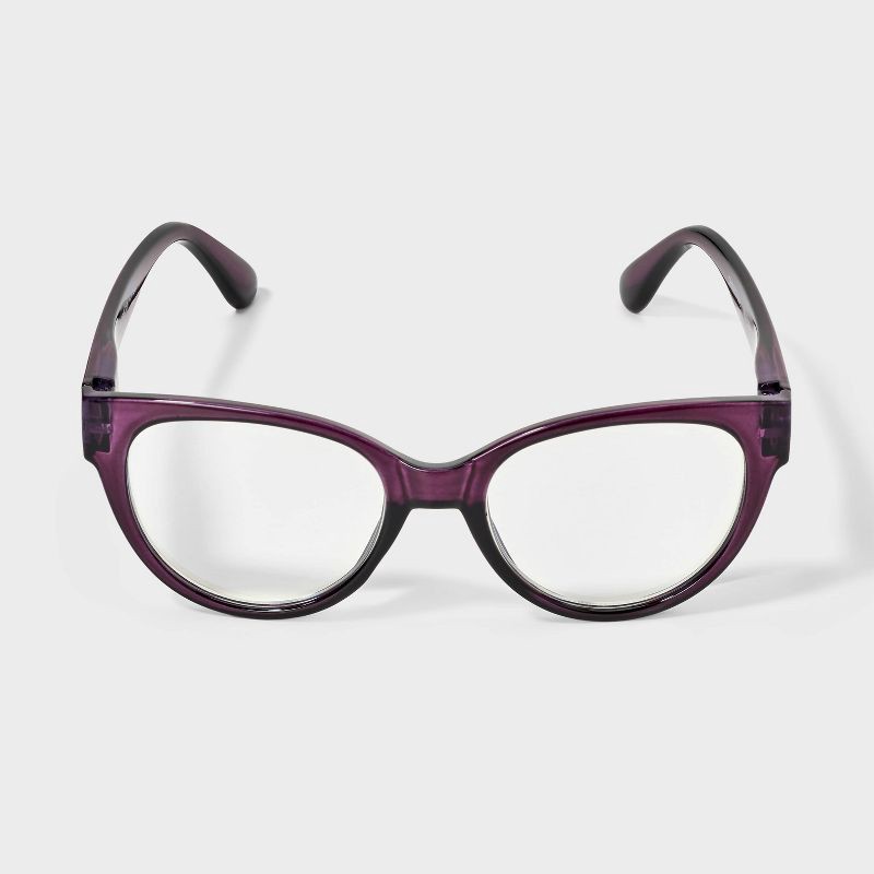 Women's Shiny Plastic Cat Eye Blue Light Filtering Glasses 2.0 Diopter ...