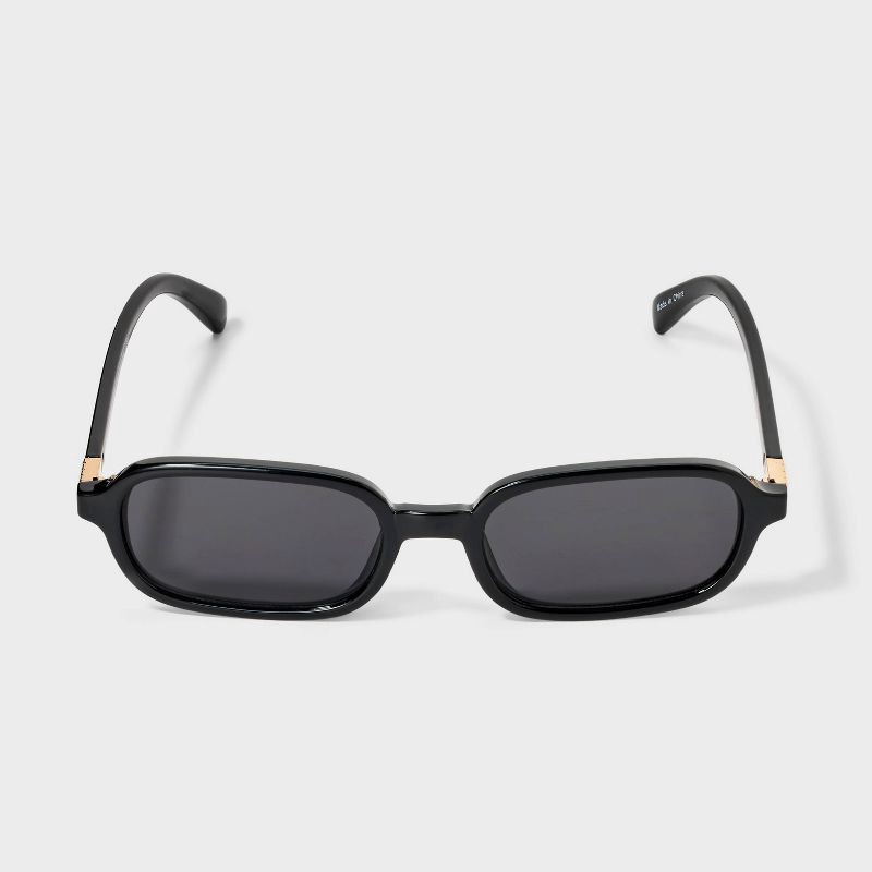 Women's Shiny Plastic Rectangle Shaped Sunglasses - A New Day™ Black 1 ...