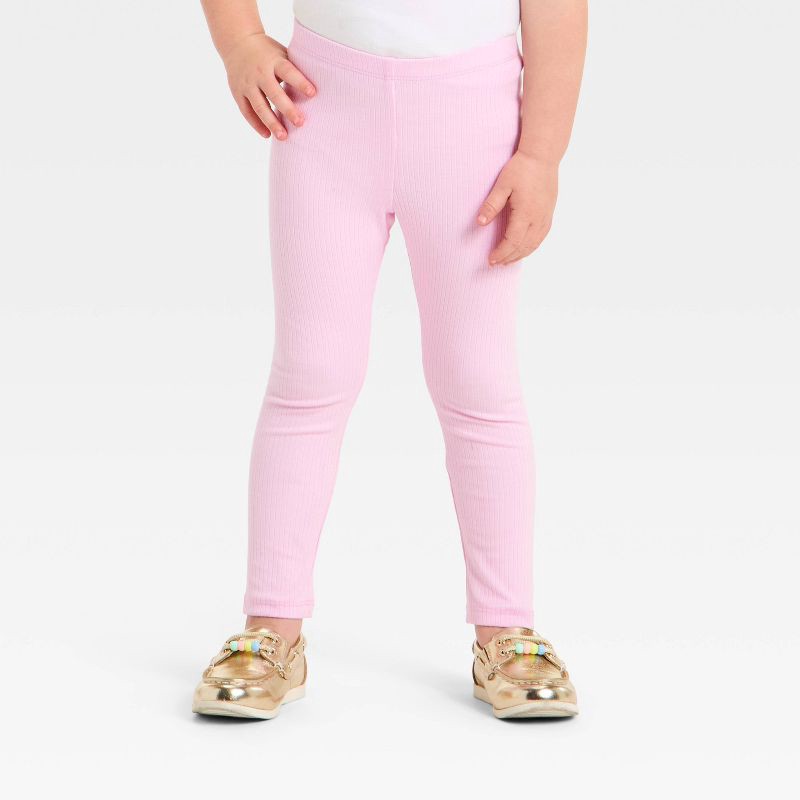 Toddler Girls' Solid Ribbed Leggings - Cat & Jack™ Pink 4T 1 ct | shipt