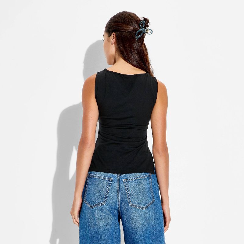 Women's Side Ruched Tank Top - Wild Fable™ Black XS 1 ct | shipt