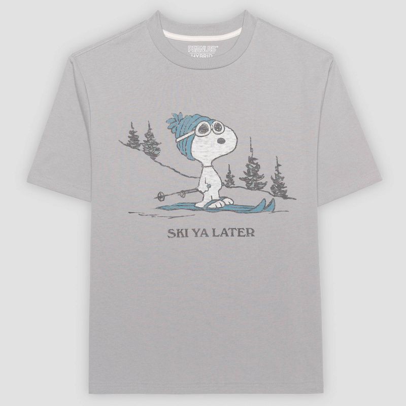 Men's Peanuts Snoopy Ski Ya Later Short Sleeve Graphic T-Shirt - Gray ...