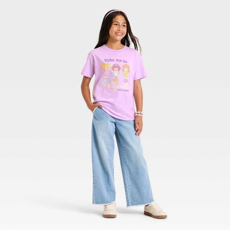 Girls' Polly Pocket Oversized Front and Back Graphic Short Sleeve T ...
