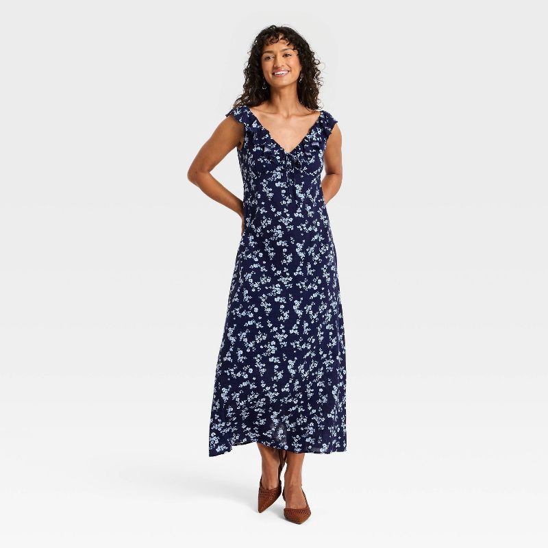 Women's Sleeveless Ruffle Maxi Sundress - Universal Thread™ Navy Blue ...