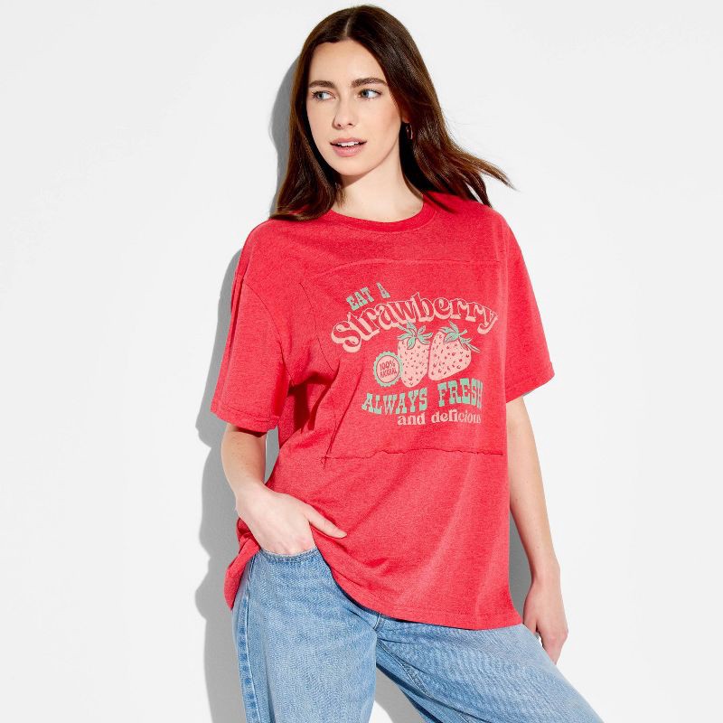 Modern Lux Women's Strawberry Oversized Short Sleeve Graphic T-Shirt ...