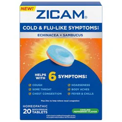 Zicam Echinacea + Sambucus Cold & Flu 20 Quick-Dissolve Tablets 20 ct ...
