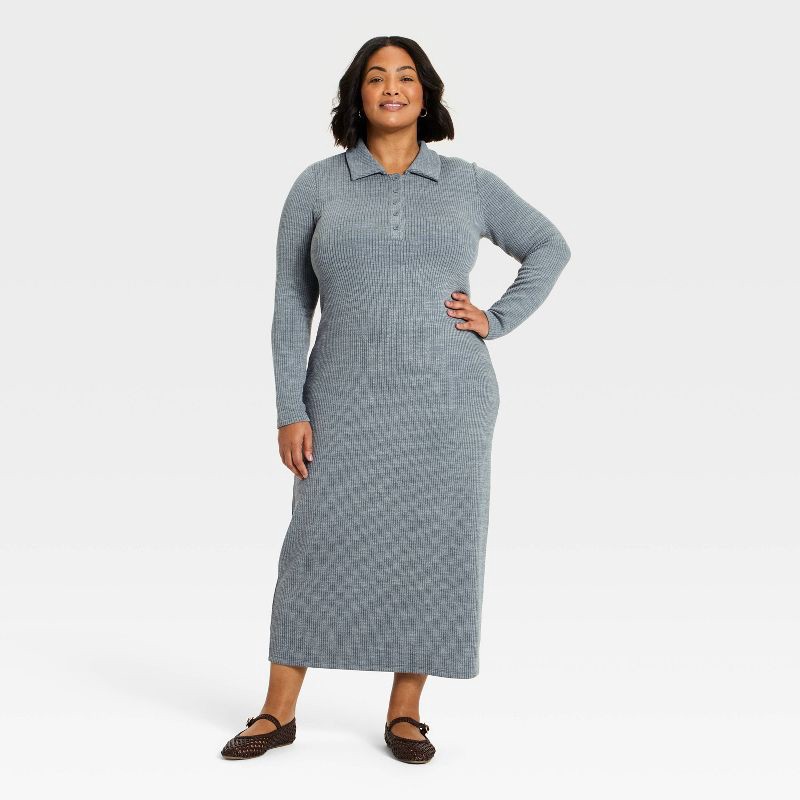 Women's Long Sleeve Polo Maxi Bodycon Dress - Universal Thread™ Light ...