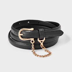 Faux Lizard Gold Buckle Clip Chain Belt - A New Day™ Black XS/S | Shipt