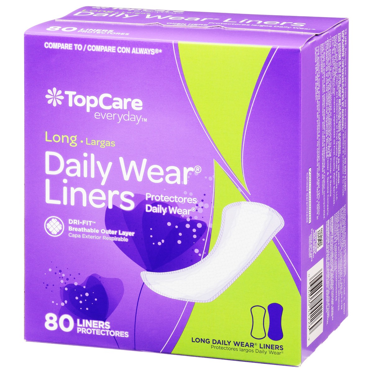 TopCare Pantiliners, Dri-Fit, Long 80 ct | Shipt