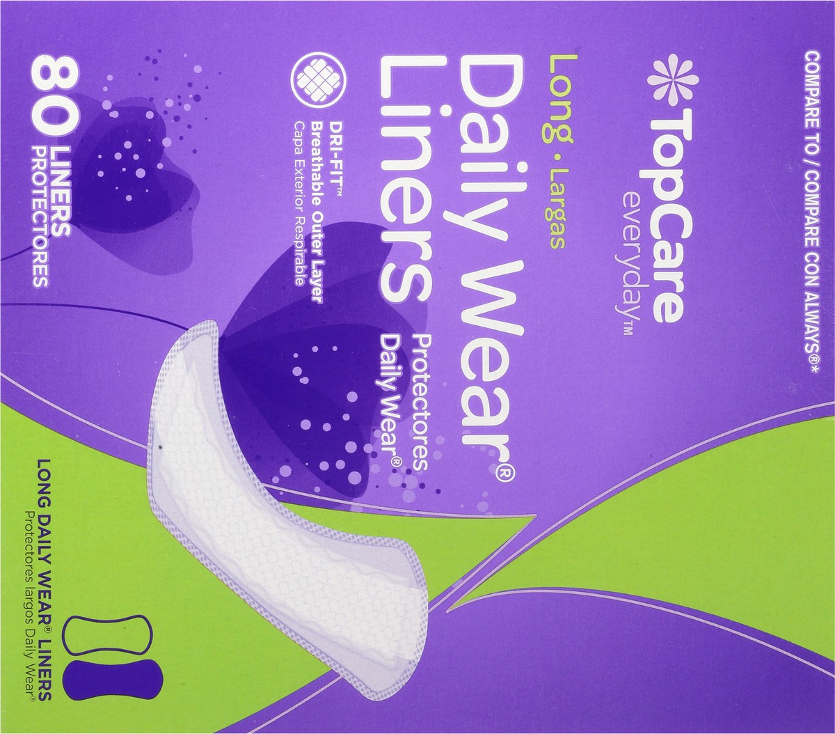TopCare Pantiliners, Dri-Fit, Long 80 ct | Shipt
