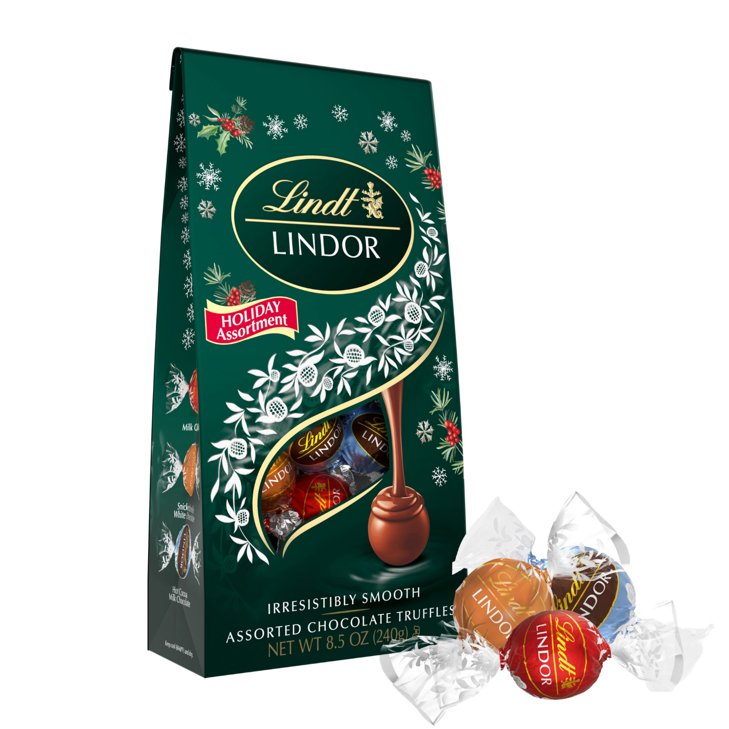 Lindt Lindor Holiday Assortment Assorted Chocolate Candy Truffles, 8.5 ...