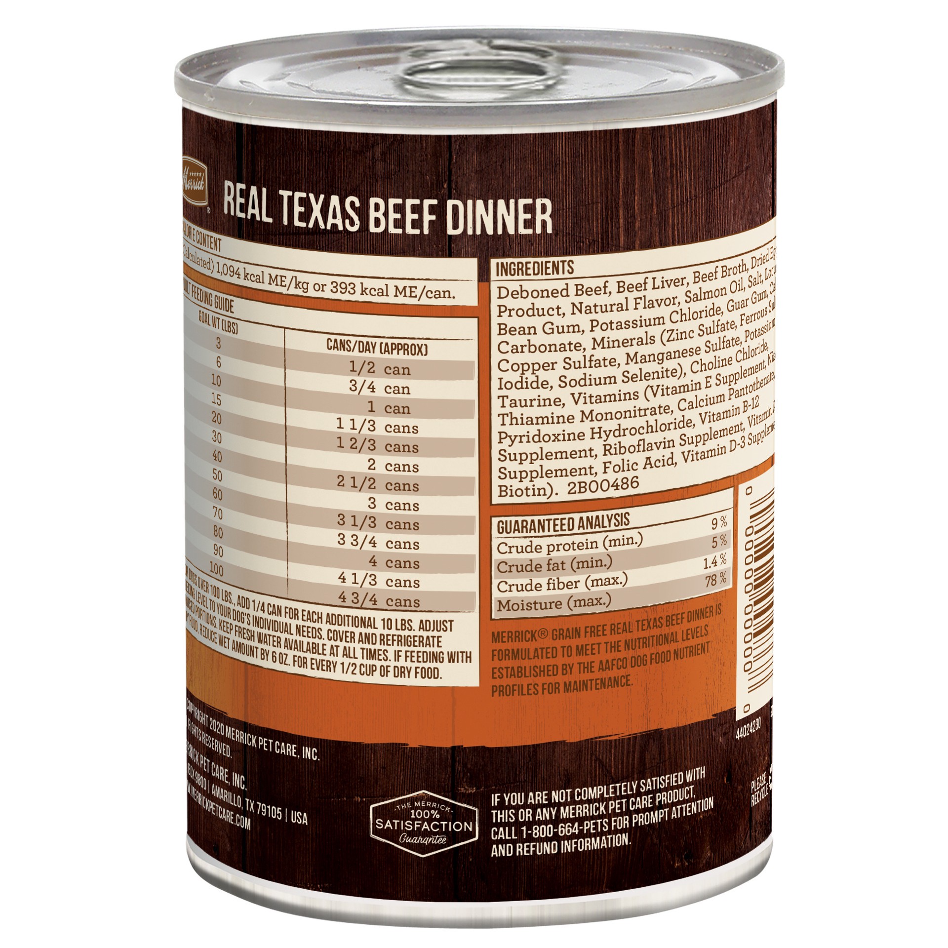Merrick Grain Free Wet Dog Food Real Texas Beef Dinner, Canned Dog Food ...
