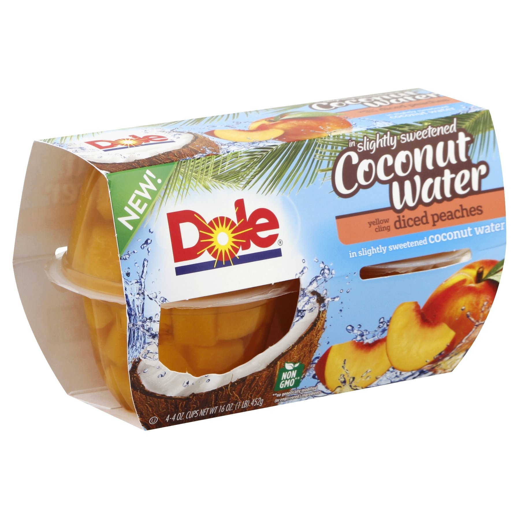 Dole Diced Peaches In Slightly Sweetened Coconut Water 4 ct; 4 oz | Shipt