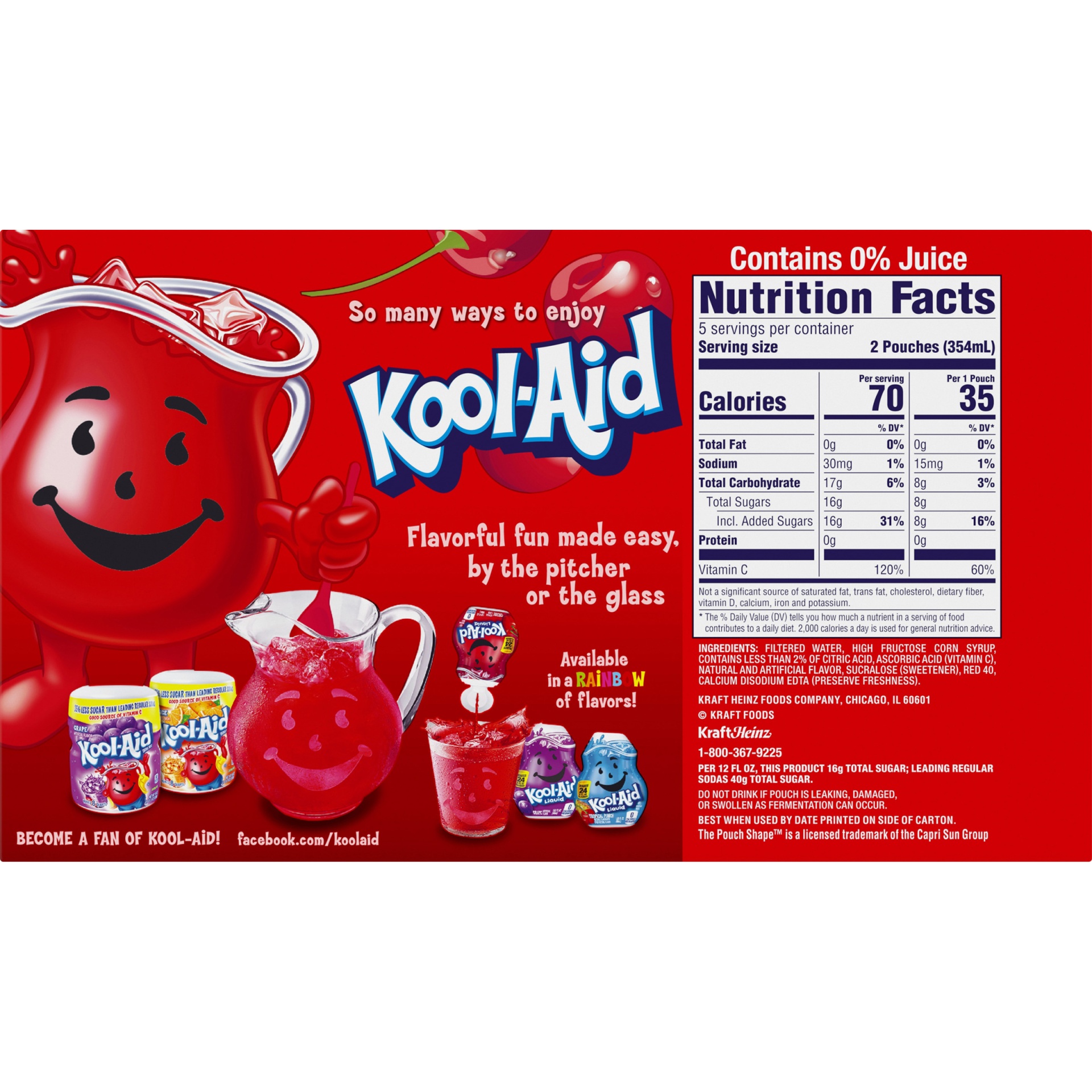 Kool-Aid Jammers Cherry Flavored 0% Juice Drink, 10 ct Box, 6 fl oz ...