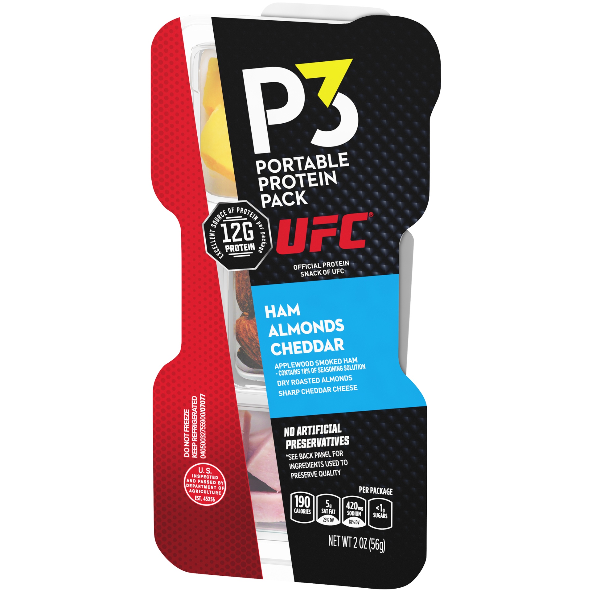 P3 Portable Protein Snack Pack with Ham, Almonds & Cheddar Cheese Tray ...