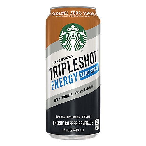 Starbucks Triple Shot Coffee Drink Energy Zero Sugar Caramel Black 15 ...