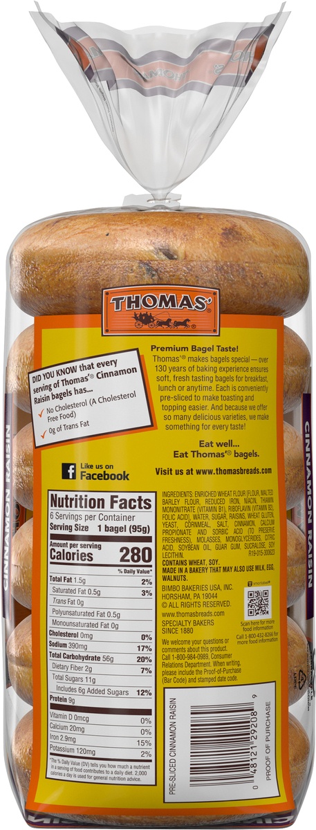 Thomas Cinnamon Raisin Bagel 6 Ct 20 Oz 20 oz | Shipt