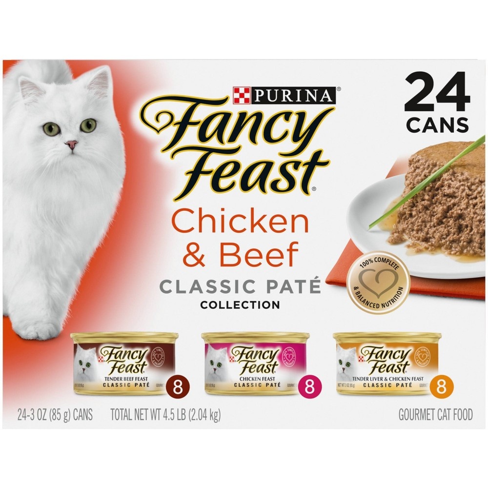 Fancy Feast Classic Feast Tender Beef Pate Tender Liver & Chicken Wet ...