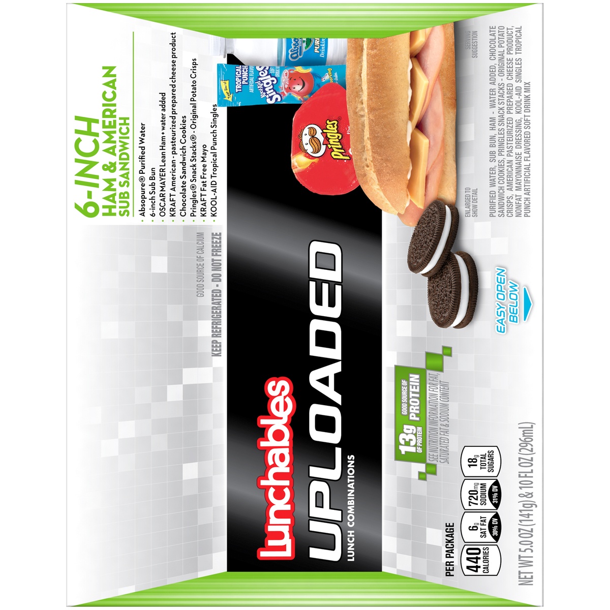 Lunchables Uploaded 6-Inch Ham & American Cheese Sub Sandwich Meal Kit ...