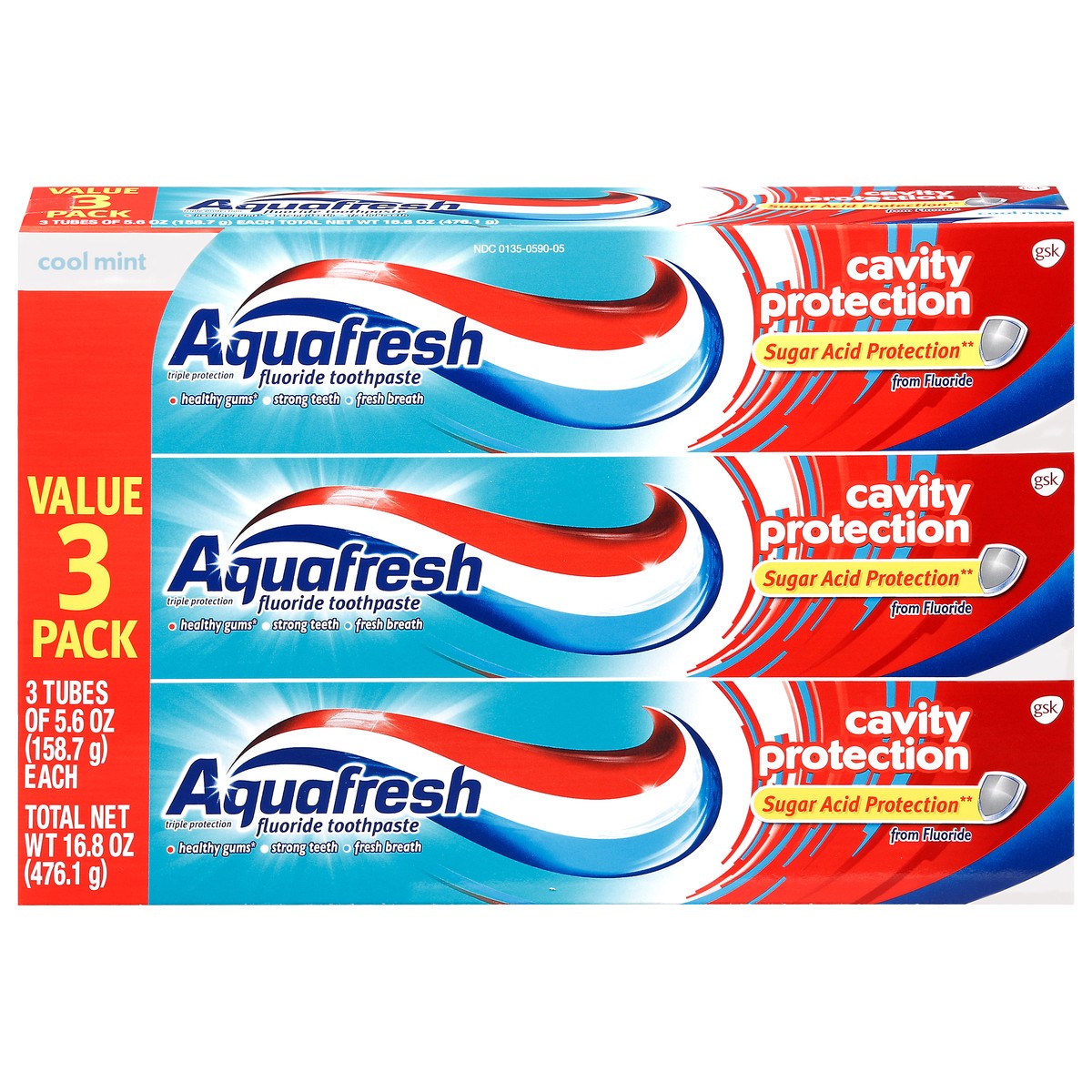 Aquafresh Cavity Triple Protection Fluoride Toothpaste - 5.6oz/3ct 5.6 oz | Shipt