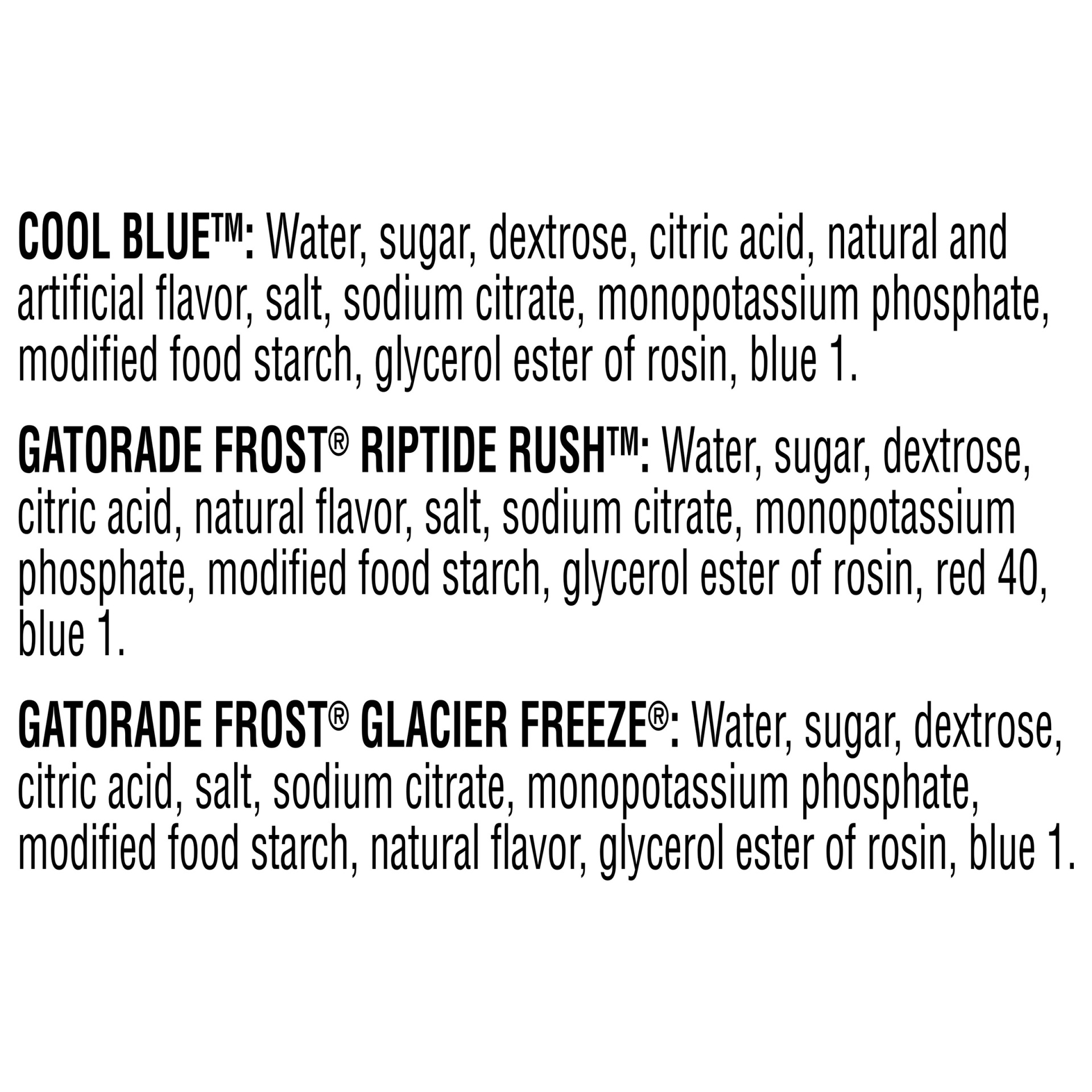 Gatorade Performance 02 Cool Blue, Frost Riptide Rush & Frost Glacier ...