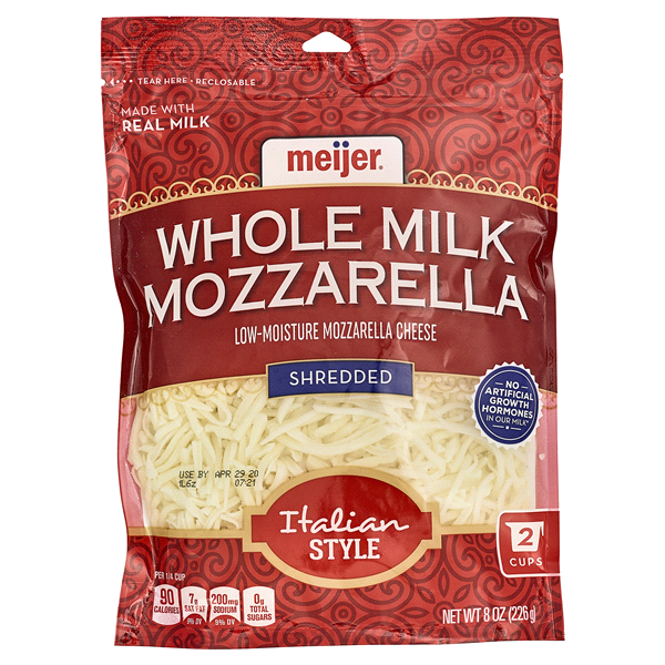 Meijer Shredded Whole Milk Mozzarella Cheese 8 oz | Shipt