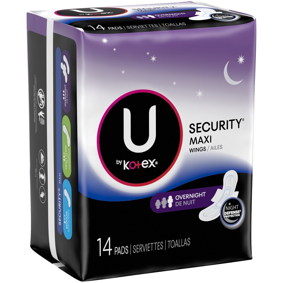 U by Kotex Security Overnight Maxi Pads with Wings 14 ct | Shipt