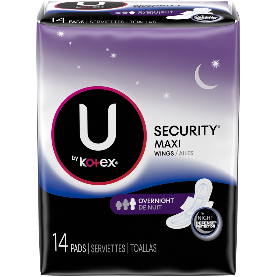 U by Kotex Security Overnight Maxi Pads with Wings 14 ct | Shipt