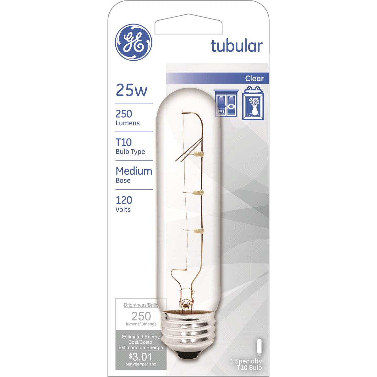 Ge Crystal Clear 25-Watt T10 Tubular Light Bulb 1 ct | Shipt