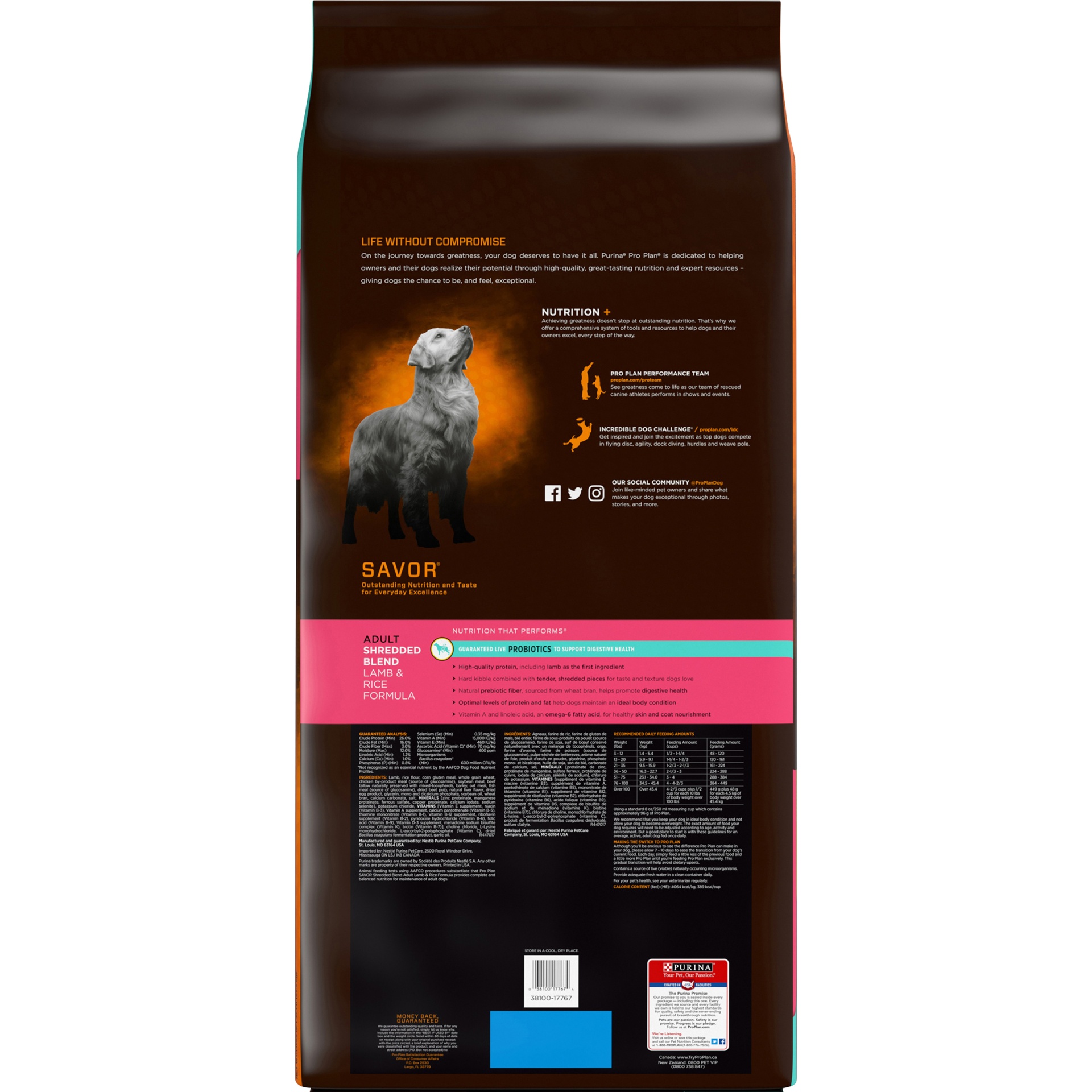 Pro Plan Savor Shredded Blend Lamb and Rice Formula Adult Dry Dog Food ...