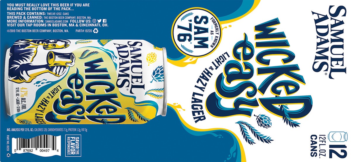 Samuel Adams Wicked Easy Beer, Light & Hazy Lager (12 fl. oz. Can, 12pk ...