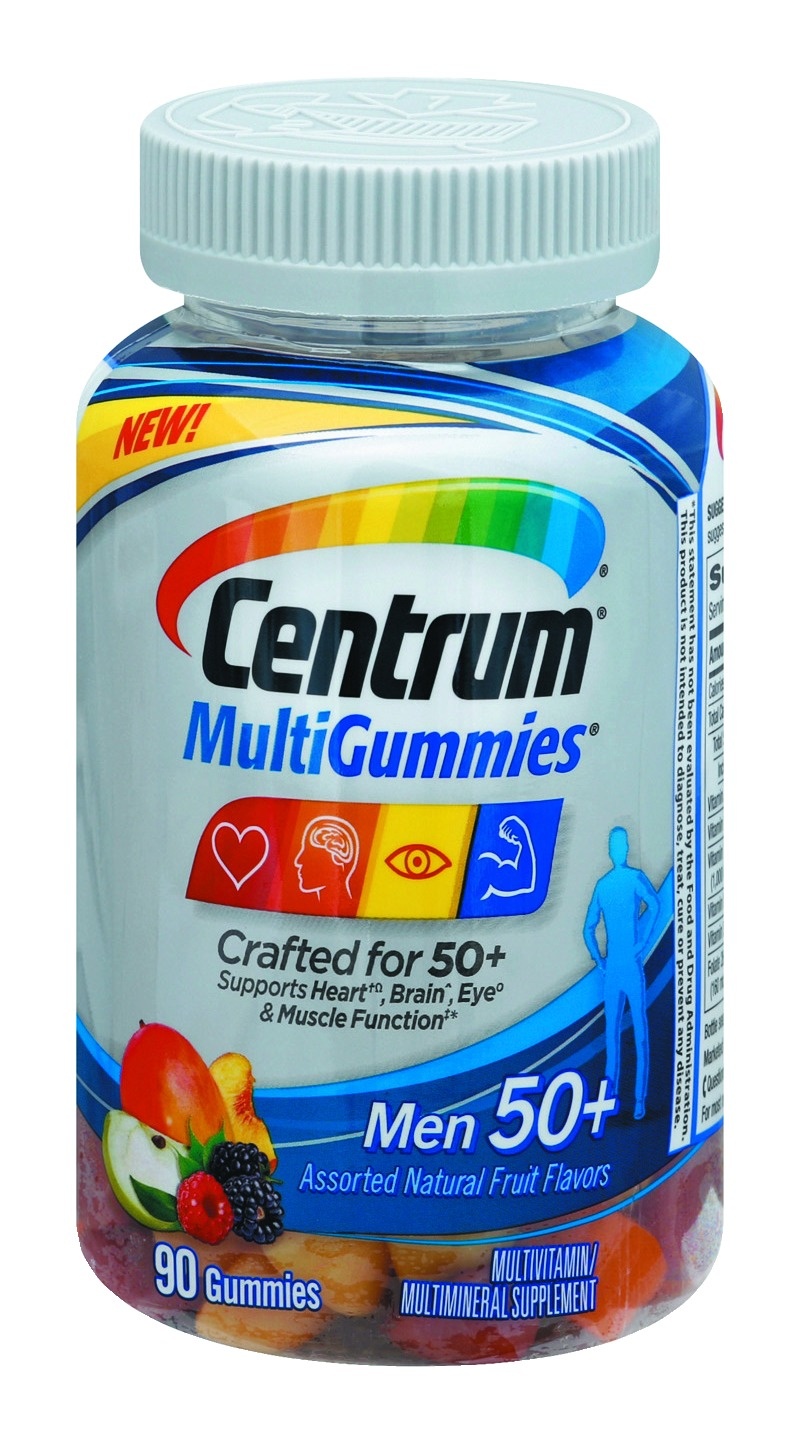 Centrum Men 50+ MultiGummies, Assorted Natural Fruit Flavors ...