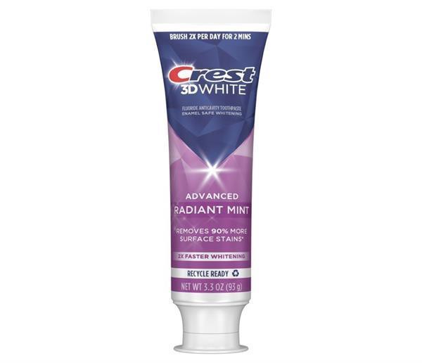 Crest 3D White Advanced Fluoride Anticavity Radiant Mint Toothpaste Value Pack 2 - 3.3 oz Tubes ...