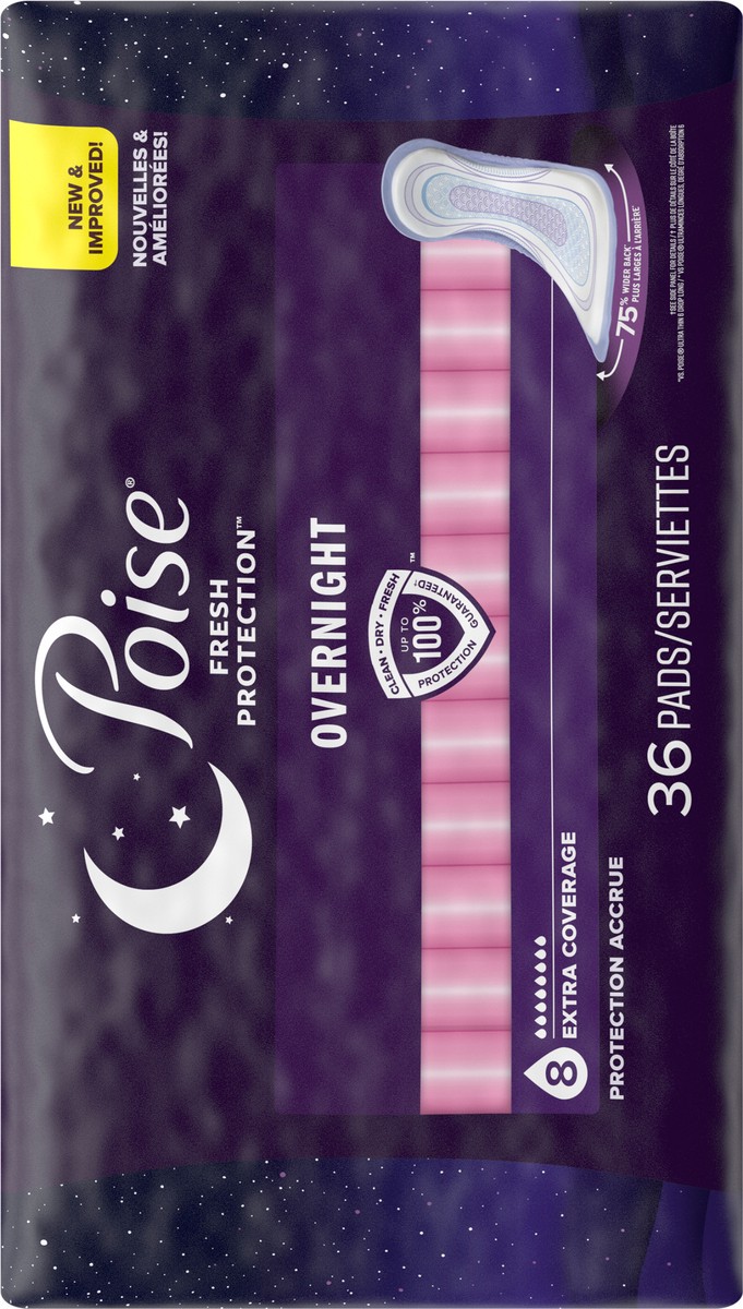 Poise Fresh Protection Extra Coverage Overnight Pads 36 ea 36 ct | Shipt
