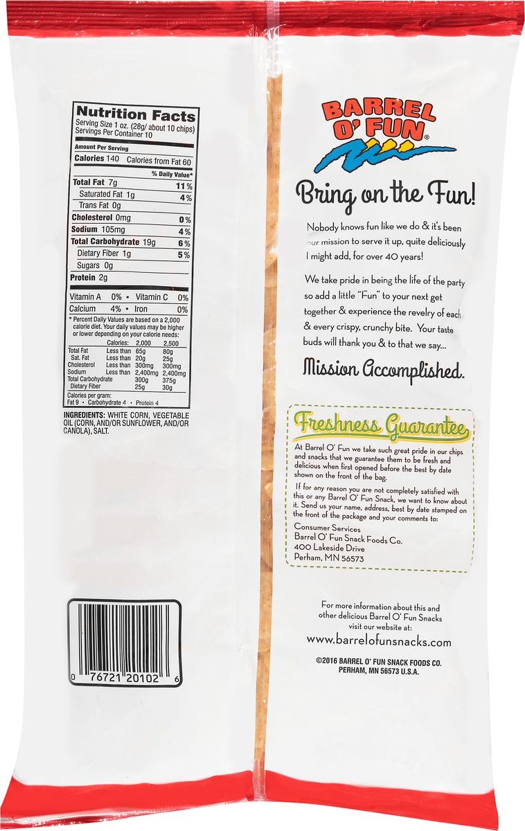Barrel O' Fun Restaurant Rounds Premium White Corn Tortilla Chips Bag 1 ...