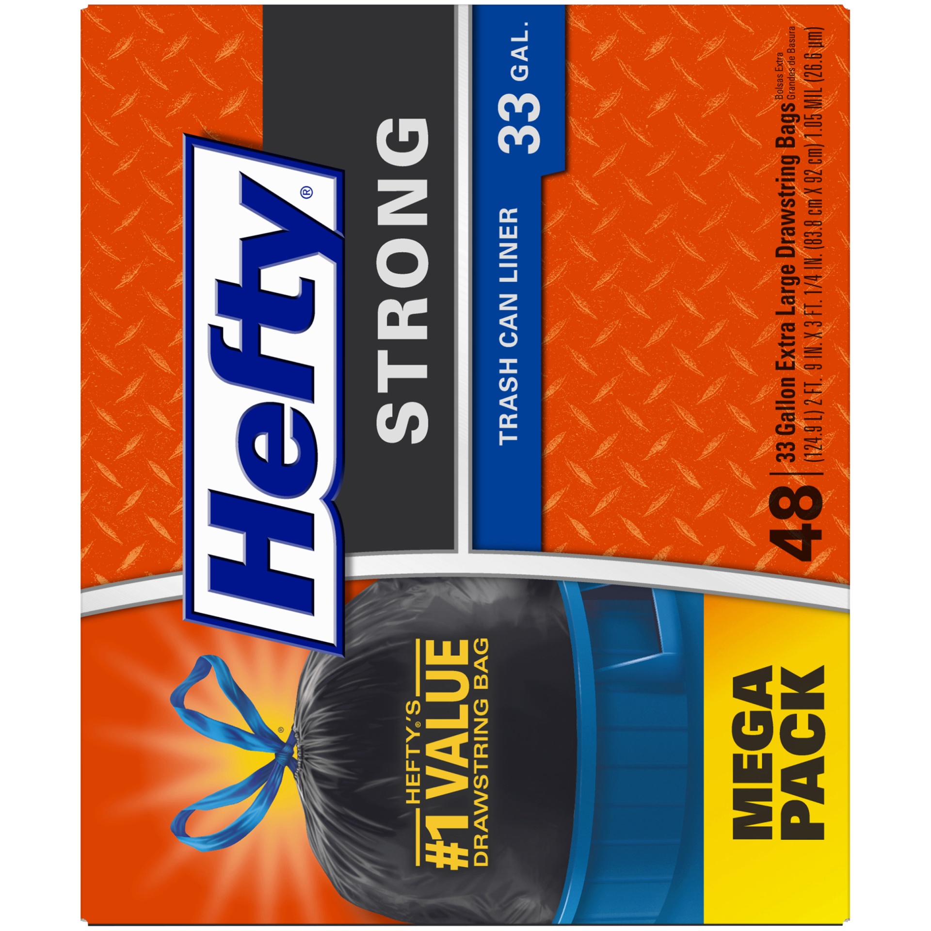 Hefty Strong Trash Can Liner 33 Gallon Drawstring Bags 48 ct | Shipt
