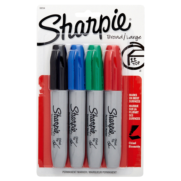 Sharpie Broad Chisel Tip Permanent Marker Multicolor 4 ct | Shipt
