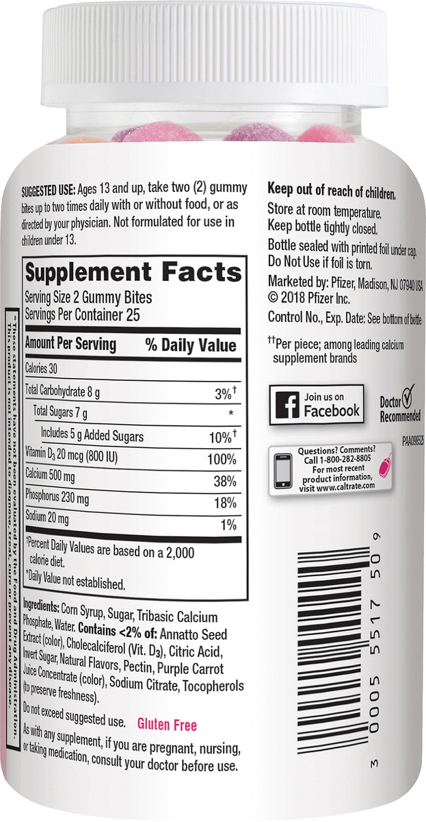 Caltrate Bone Health Bone Strength Calcium Dietary Supplement Gummies ...