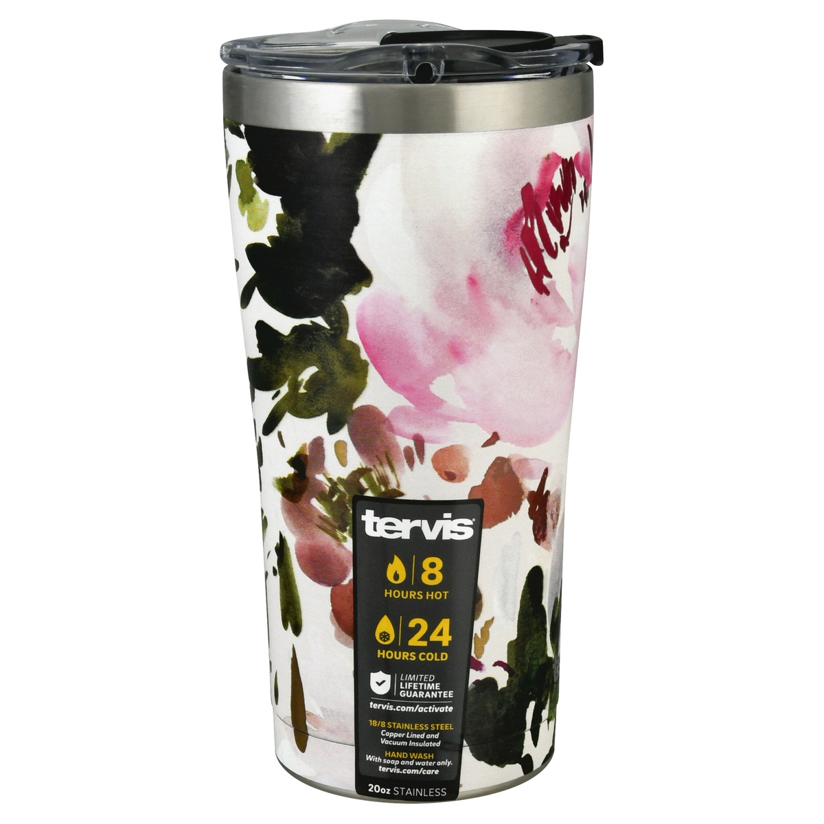 Tervis Tumbler with Lid, Stainless Steel, Kelly Ventura Posy, 20 Ounce ...
